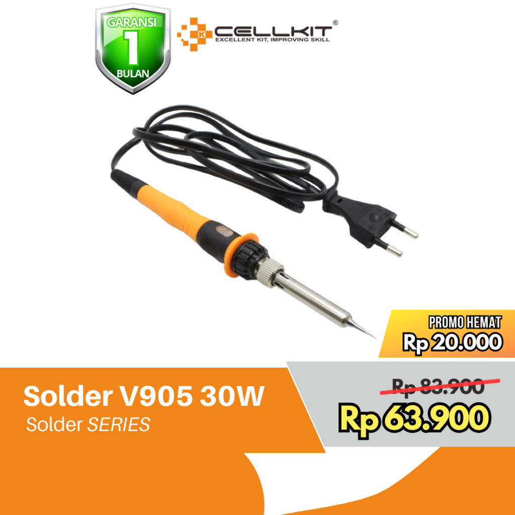 Jual CELLKIT Solder Listrik 30W 60W Solder Tangan V905 V906 + Lampu Indikator | Shopee Indonesia