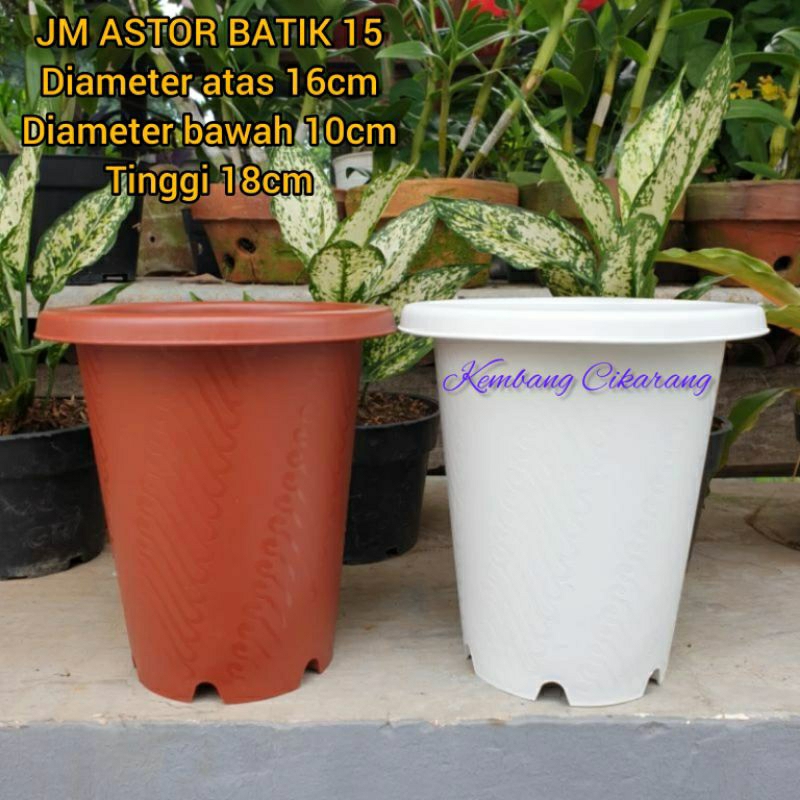 Jual (1pc) JM RUBY ASTOR BATIK 15 (14cm) : pot bunga bulat tinggi mirip ...