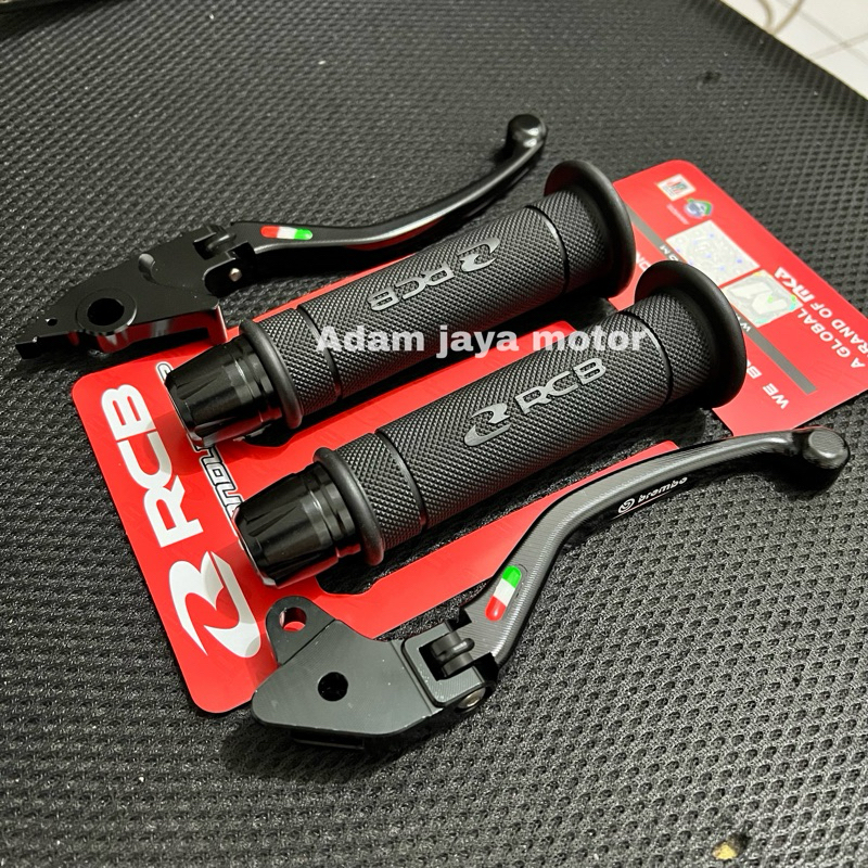 Jual PAKET 3IN1 HANDLE REM LIPAT BLACK + HANDGRIP RCB HG55 + JALU STANG ...