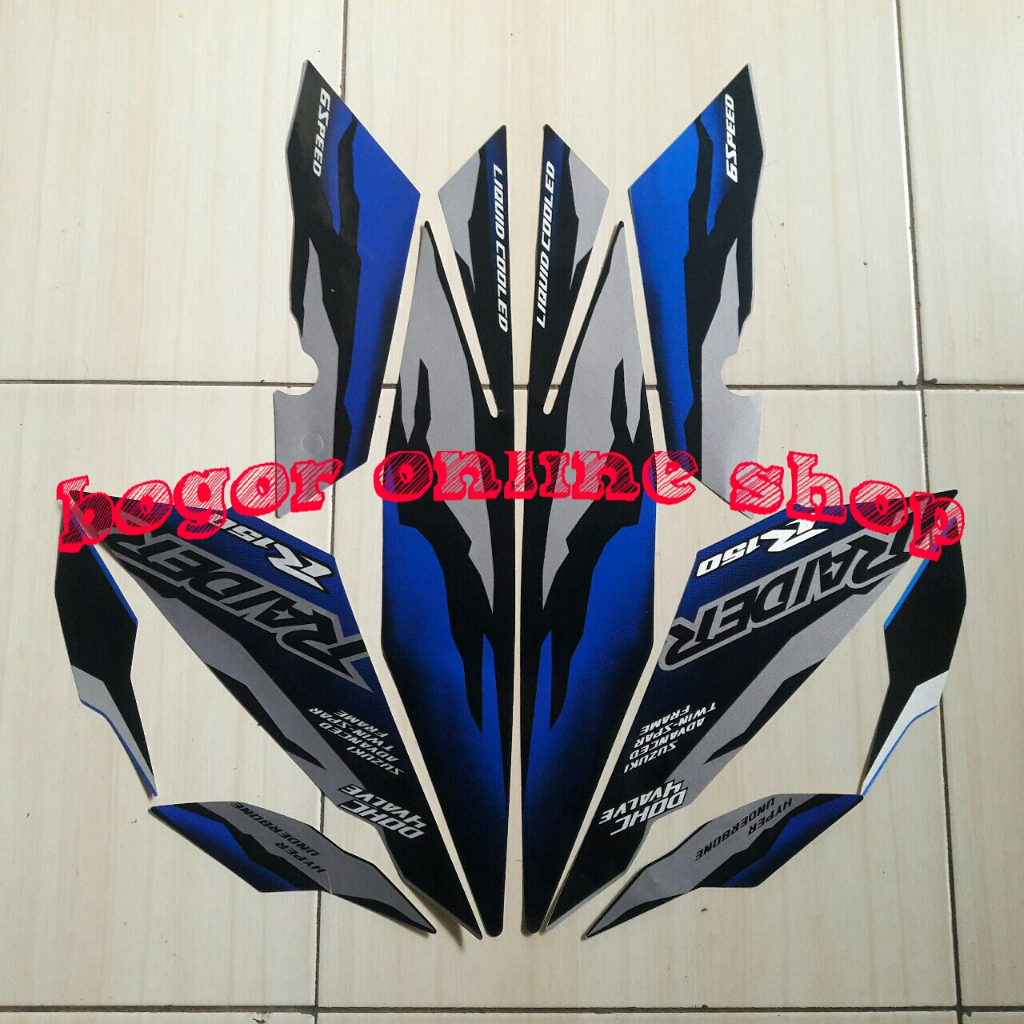 Jual stiker striping motor raider r150 2023 full hitam biru | Shopee ...