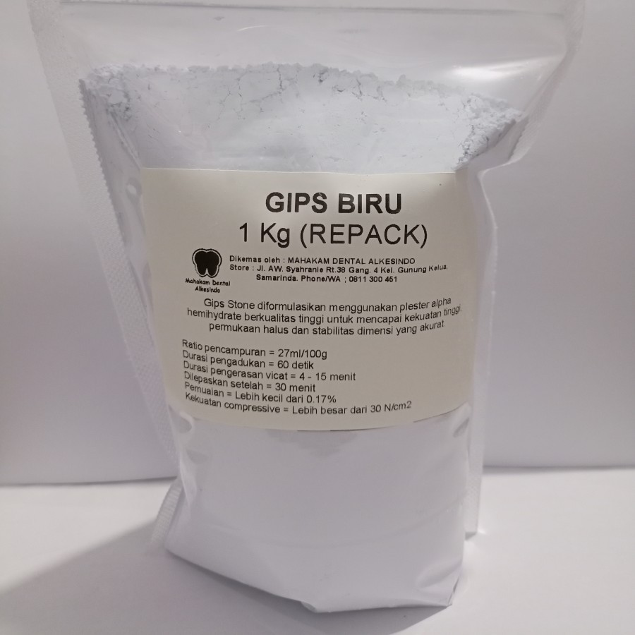 Jual gips biru dental Repack / Dental Stone Blue Biru Repack 1 Kg ...