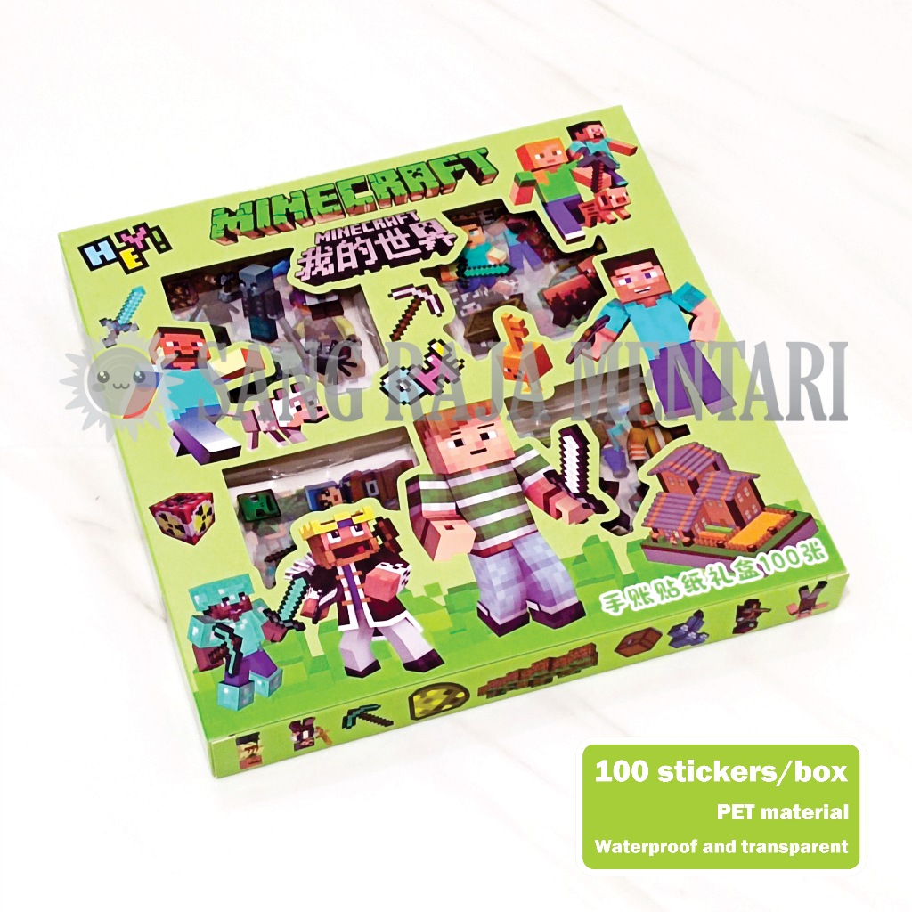 Jual Sticker Roblox Minecraft Waterproof Dapat Box isi 100 Lembar ...