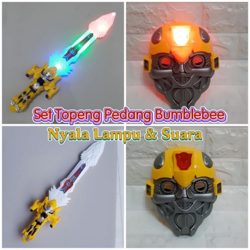 Jual Mainan Set Topeng Pedang Transformers Bumblebee Murah Nyala Lampu ...