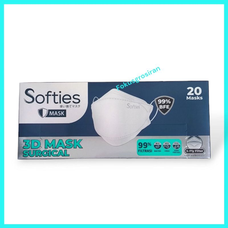 Jual SOFTIES 3D Box Masker 4ply SOFTIES Surgical Mask (Model KF94 ...