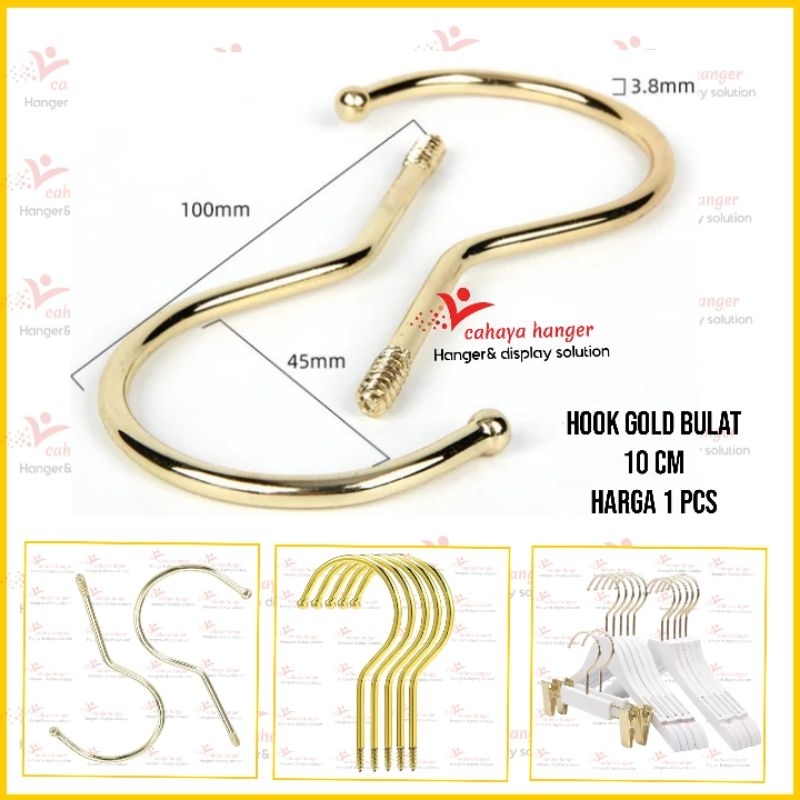 Jual hook hanger kayu 10 cm huk hanger kayu gold huk gold bulat 10cm ...