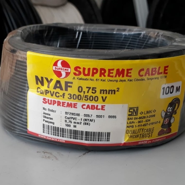 Jual Kabel Supreme NYAF 1 X 0.75 X 100 mm ( Hitam ) | Shopee Indonesia