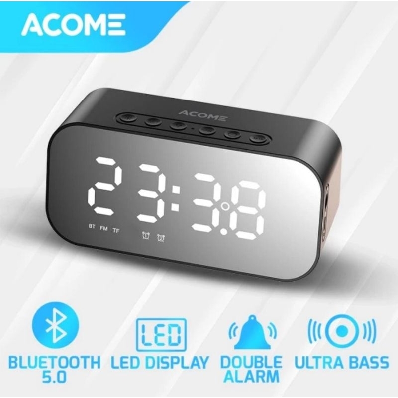 Jual Acome Speaker Bluetooth 5.0 Jam Alarm LED Display Ultra Bass ...