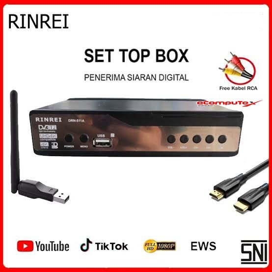 Jual SET TOP BOX TV DIGITAL RESIVER RINREI DRN 511 FREE DONGLE WIFI ...