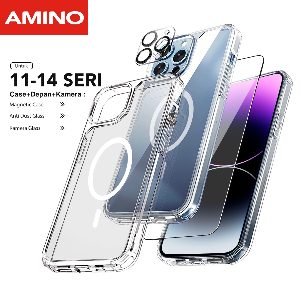 Jual AMINO Fullset Magnetic Case + Depan Anti Dust Glass + Kamera Glass Untuk Iphone 14 Pro Max ...