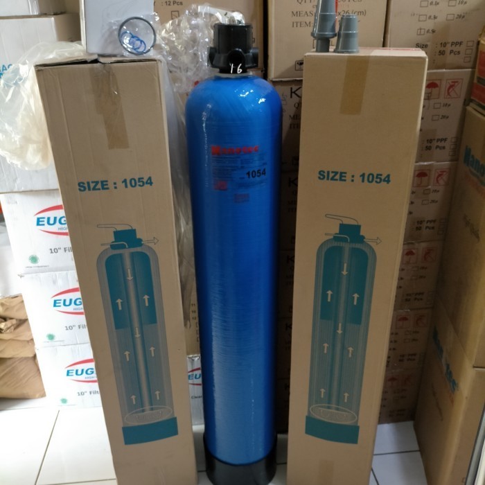 Jual Tabung Frp 1054 Nanotec Blue + Head 3 Way Valve biru tanki filter ...