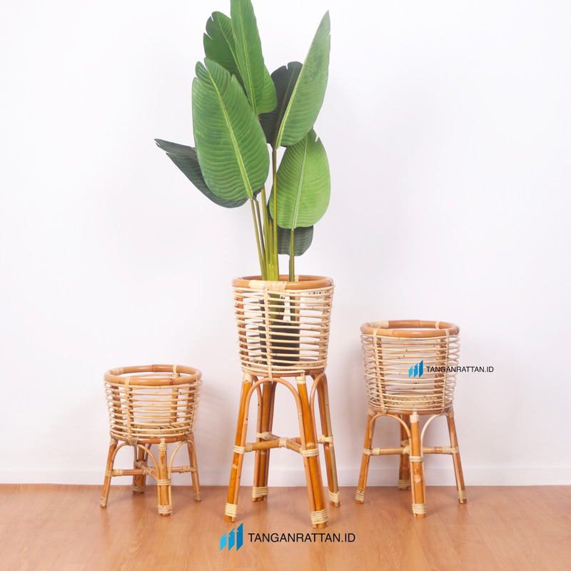 Jual STANDING POT ROTAN + COVER POT ROTAN FINISHING MELAMIN MENGKILAP ...