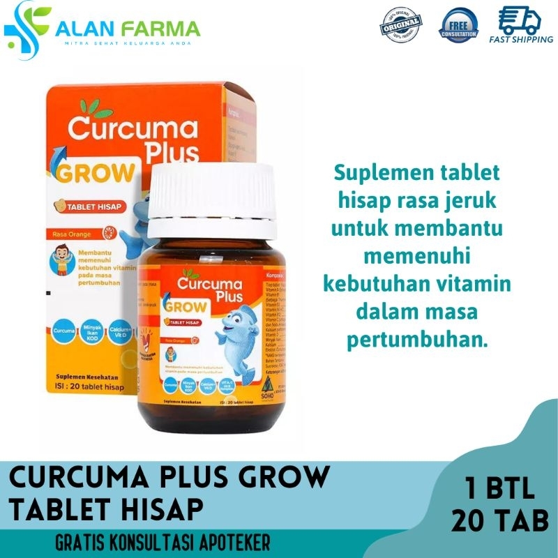 Jual Curcuma Plus Grow Tablet Hisap Rasa Jeruk | Curcuma Plus Go Talz ...