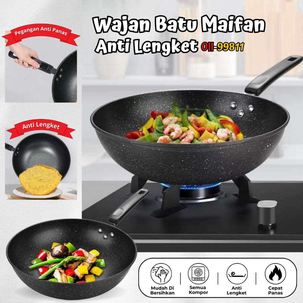 Jual Olala Wajan Teflon Batu Maifan Anti Lengket Tahan Gores 32 Cm Bisa ...