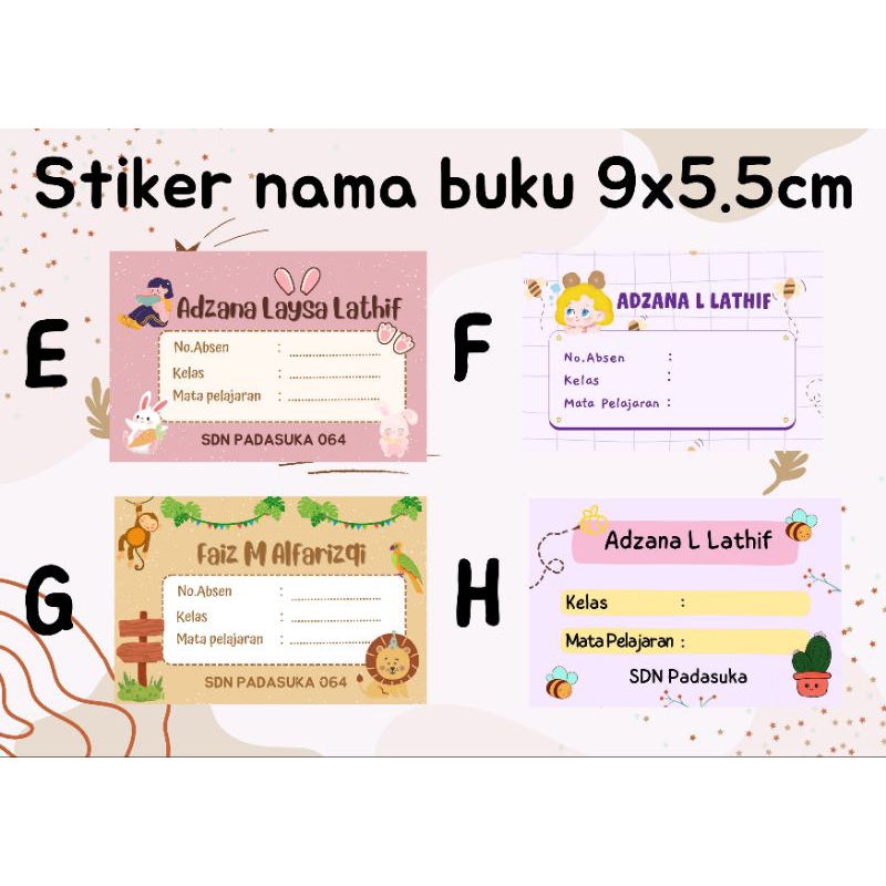 Jual 25PCS STIKER NAMA BUKU PELAJARAN/STIKER NAMA BUKU SEKOLAH/STIKER ...