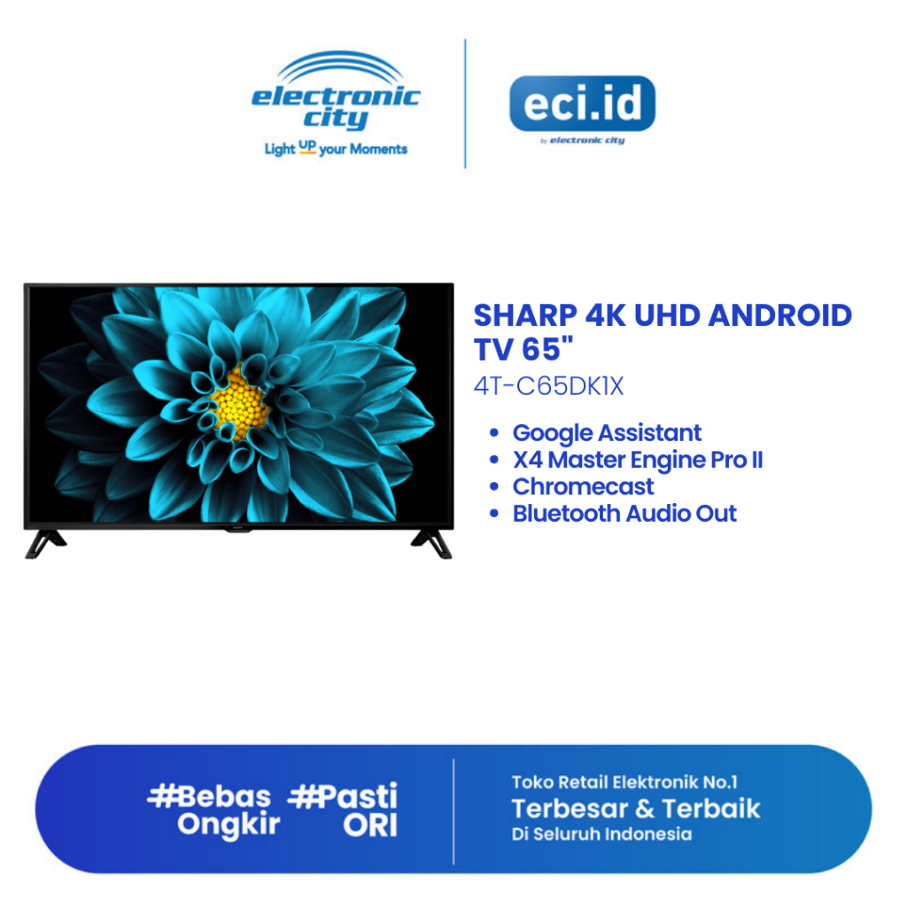Jual Sharp 65 Inch 4K UHD Android TV - 4T-C65DK1X | Shopee Indonesia