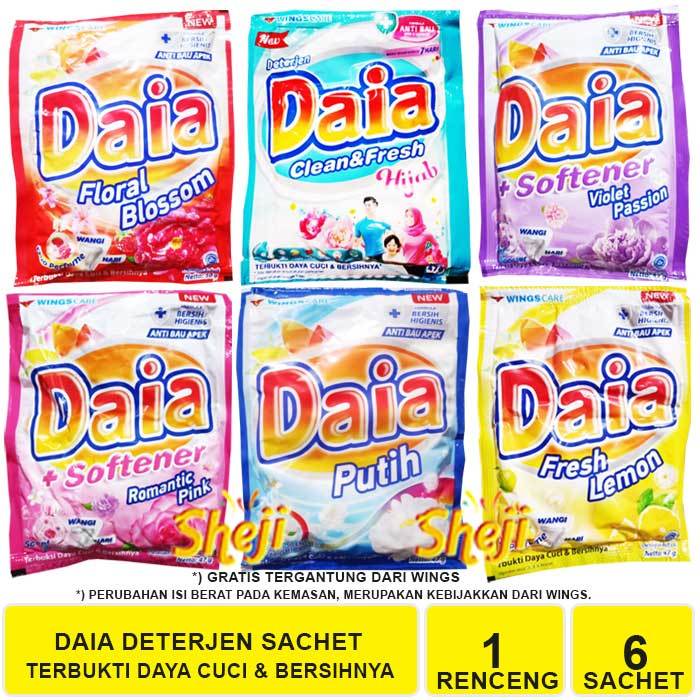 Jual DAIA DETERGENT BUBUK 46 GRAM 1 RENCENG ISI 6 SACHET (ST3) | Shopee ...