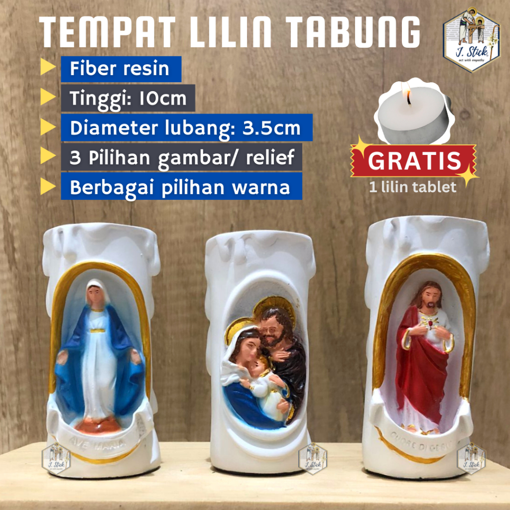 Jual Tempat Lilin Tabung; design Yesus / Maria / Keluarga Kudus (1pc ...