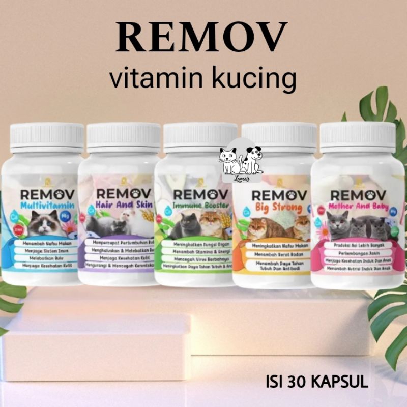 Jual REMOV Vitamin Kucing 30 Kapsul / Obat Kucing Multivitamin Immune ...
