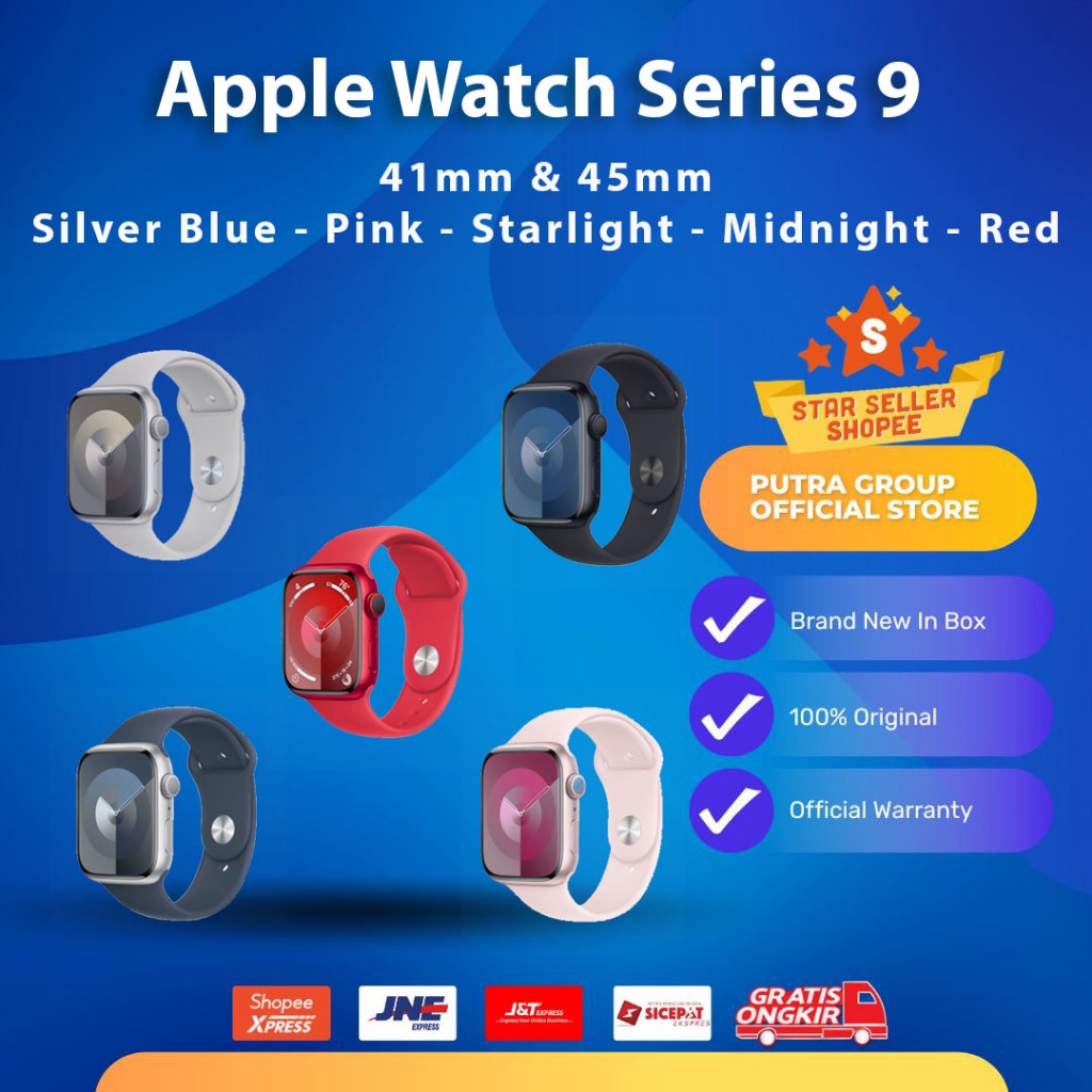 Jual Apple Watch Series 9 2023 41mm 45mm Silver Midnight Starlight Pink ...