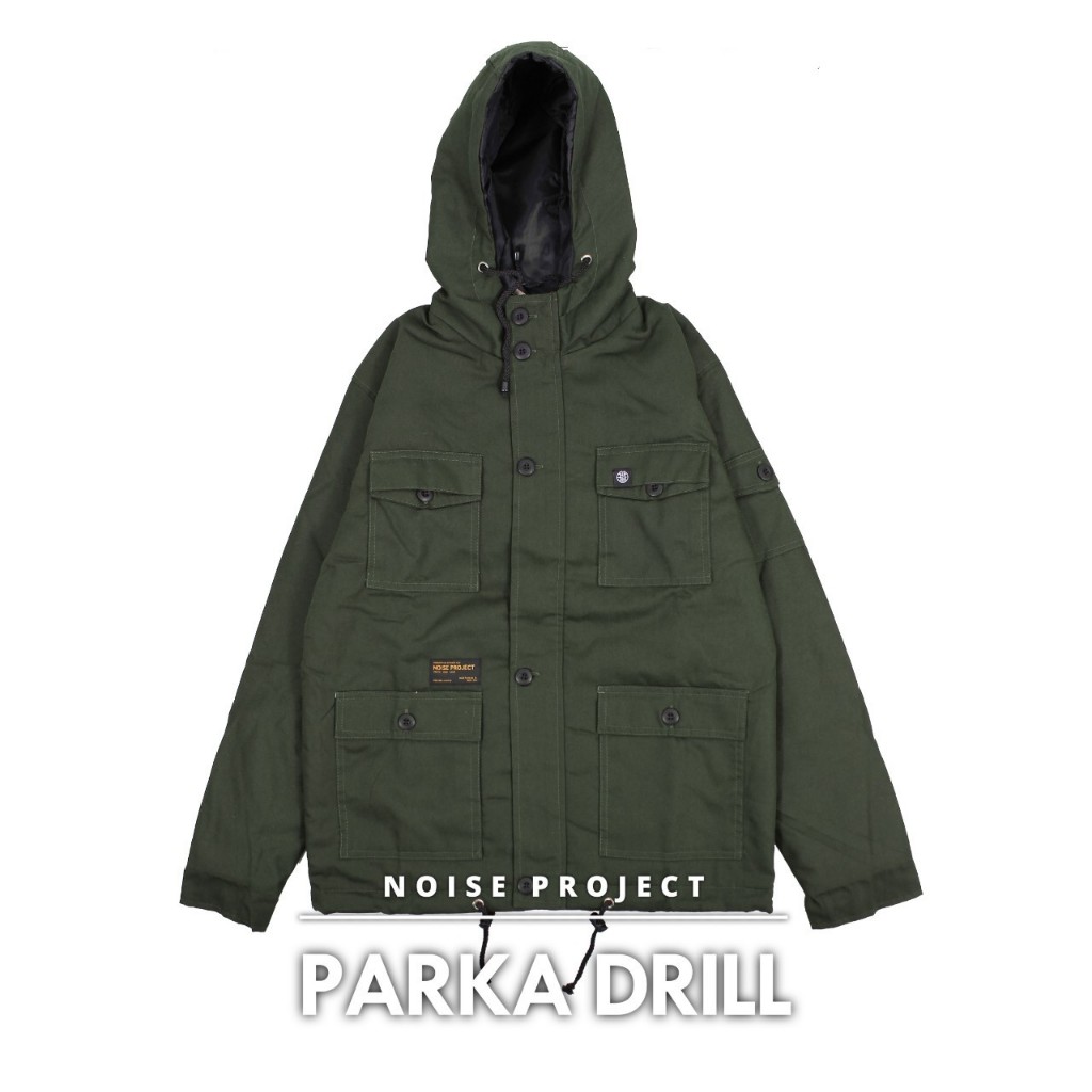 Jual SIXTEEN - Jaket Parka Pria Canvas Drill Hijau Army Noise Project ...