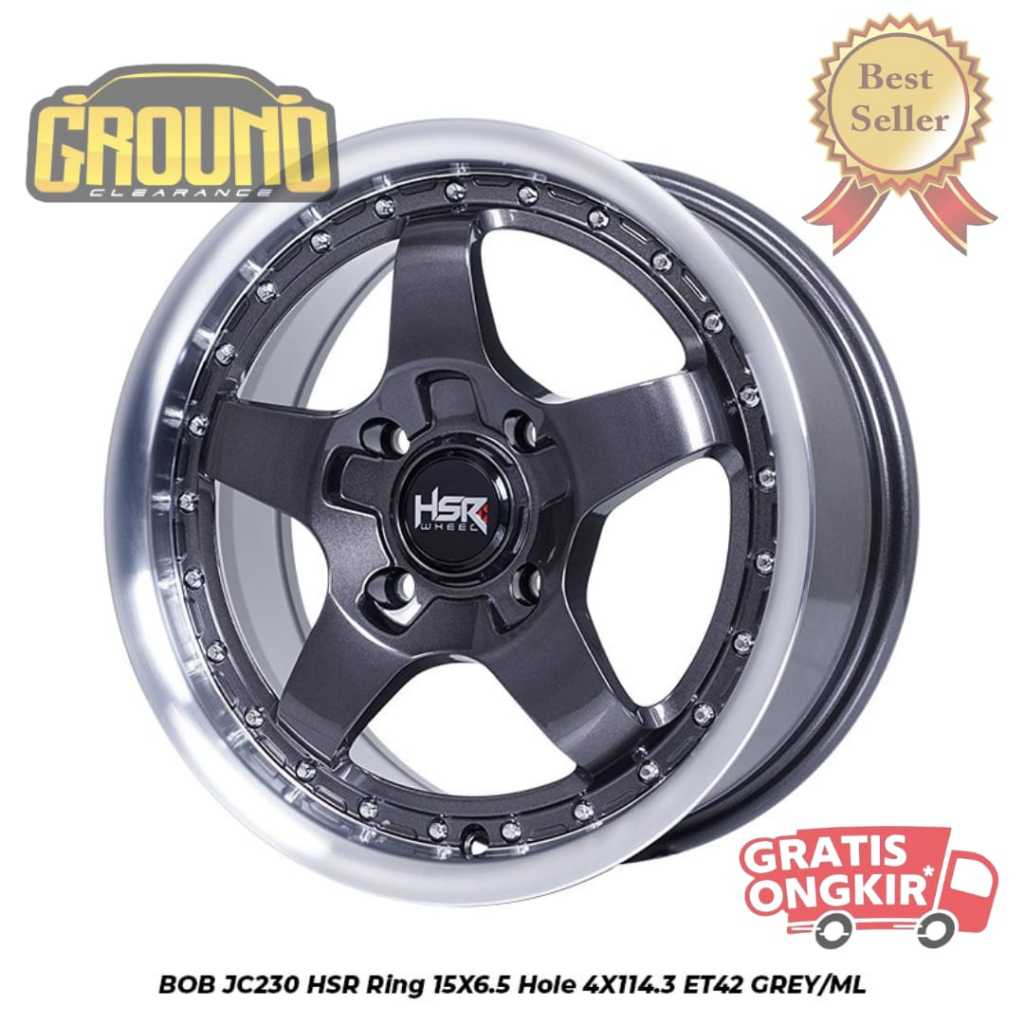 Jual TERBARU VELG MOBIL R15 MODEL PALANG 5 BAUT 4X114 MEREK HSR BOB R15 GREY | Shopee Indonesia