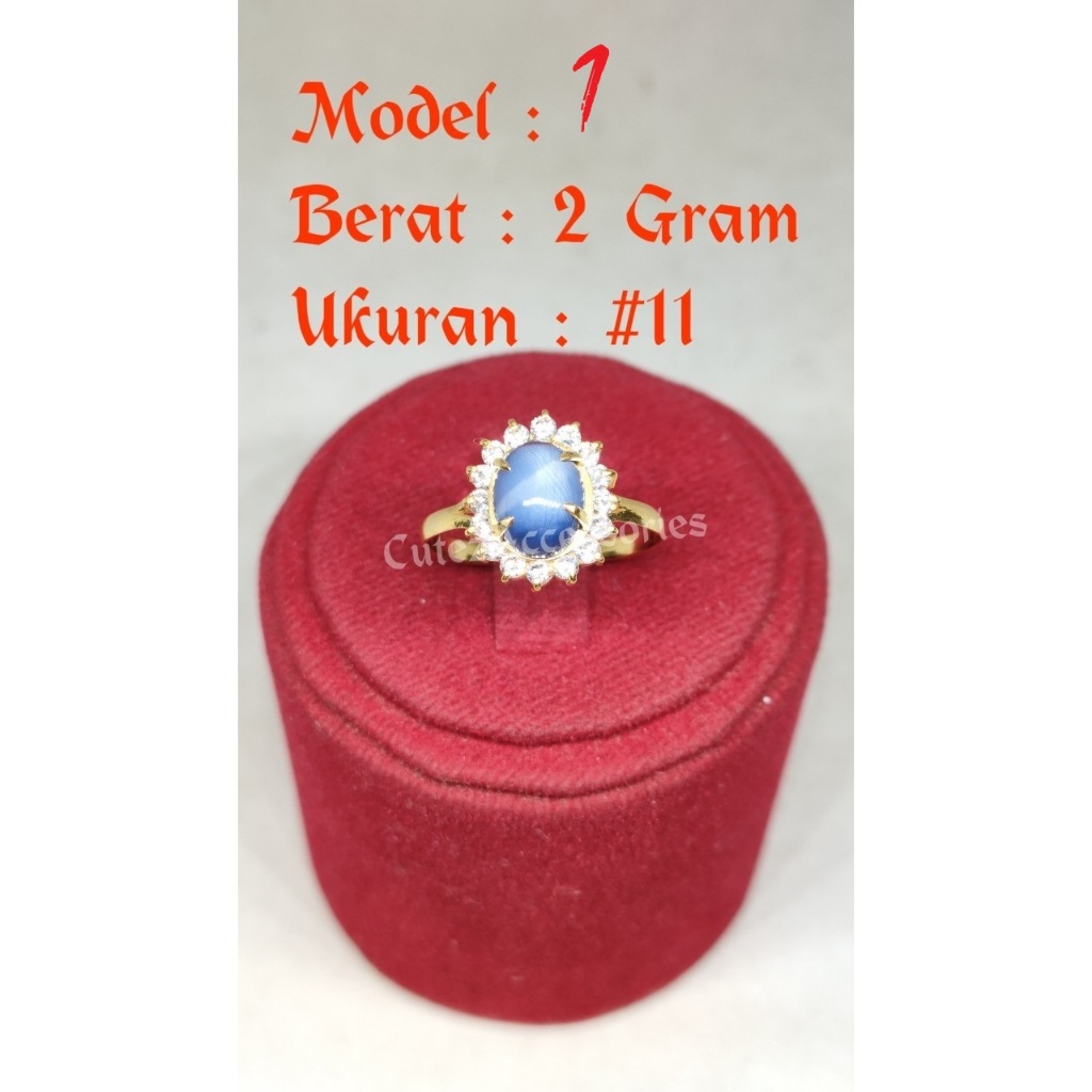 Jual Cincin Permata Biru 2 Gram Emas Muda | Shopee Indonesia