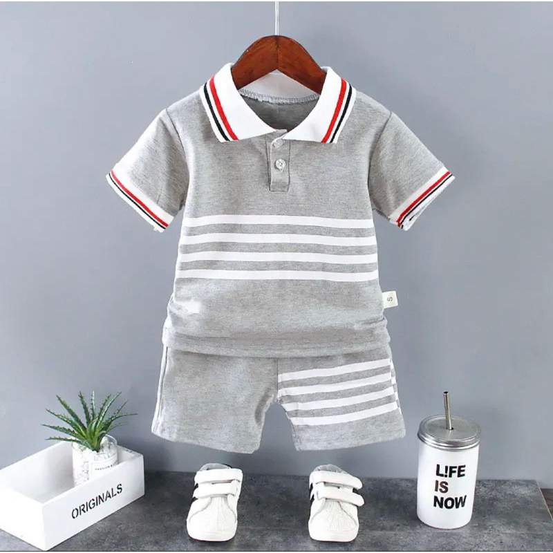 Jual baju anak laki laki setelan baju anak laki laki model salur 1-5tahun baju kaos pendek dan ...
