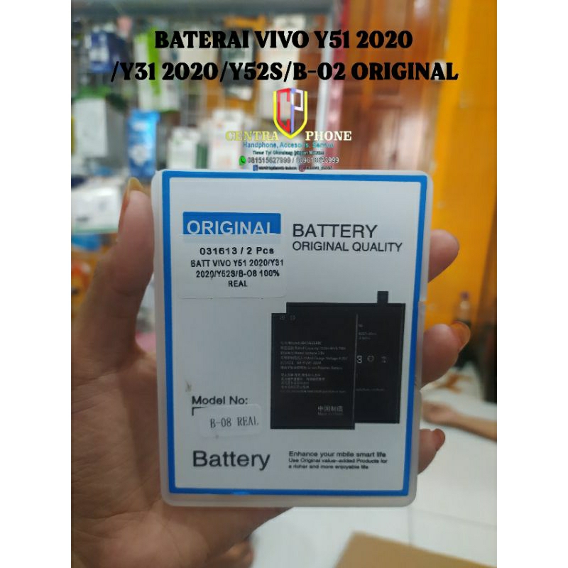 Jual BATRE/BATREI/BATERAI VIVO Y51 2020/Y31 2020/Y525/B-08 ORIGINAL ...