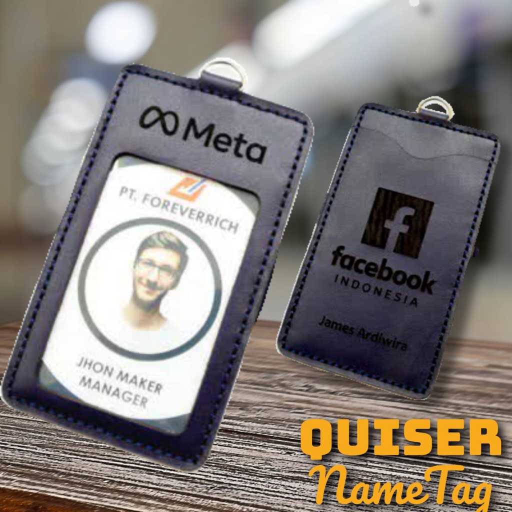Jual ID Card Holder Hitam Kulit Asli - Nametag Custom Logo & Nama ...