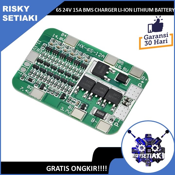 Jual 6S 24V 15A BMS CHARGER LI-ION LITHIUM BATTERY PROTECTION BOARD ...
