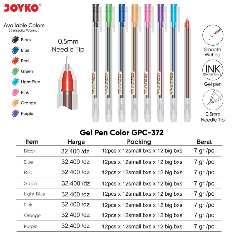 Jual ( 1 pcs ) GPC372 Pulpen Gel tinta Warna Warni Cantik / Gelpen ...