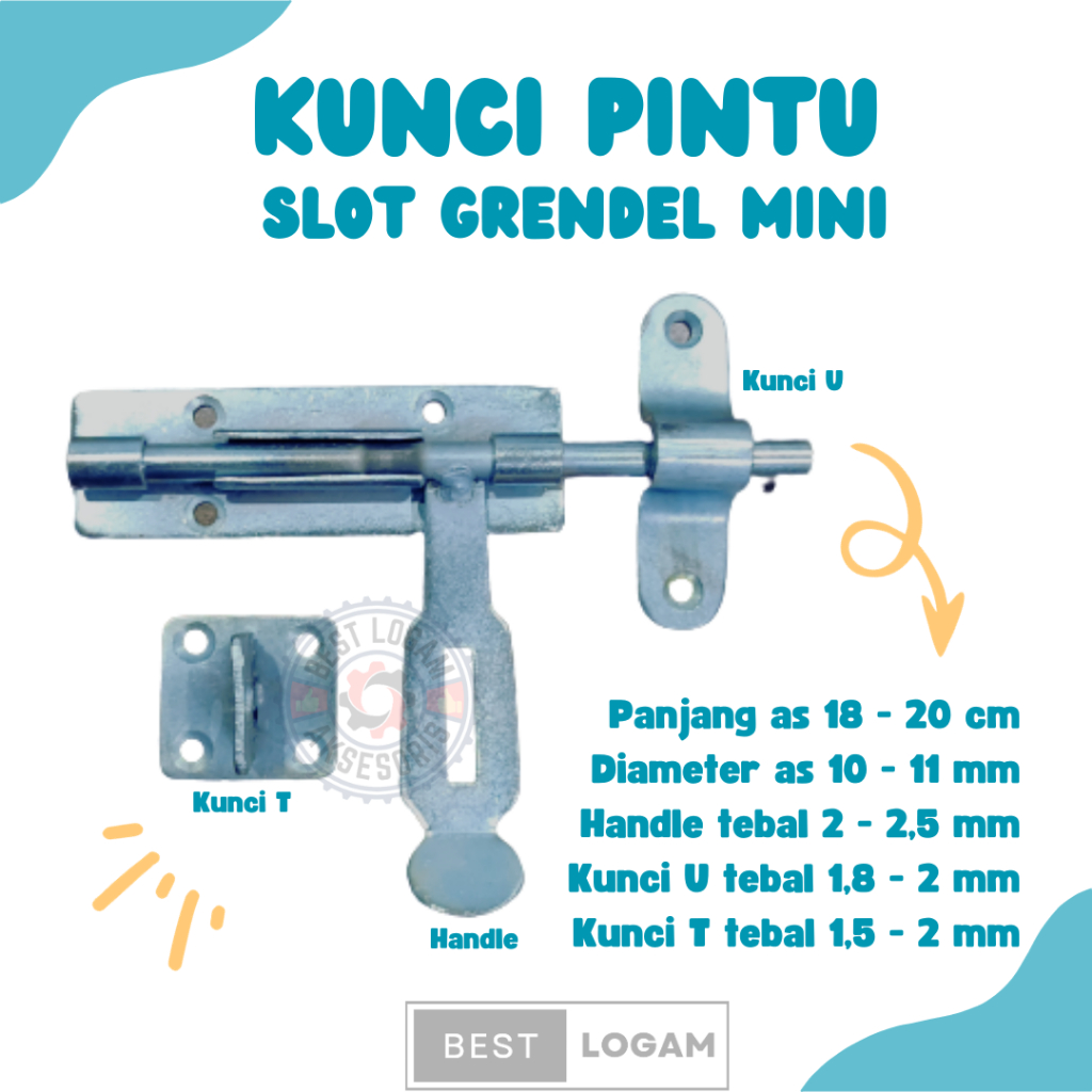 Jual Kunci grendel slot pintu pagar ukuran mini,slot samping pintu ...