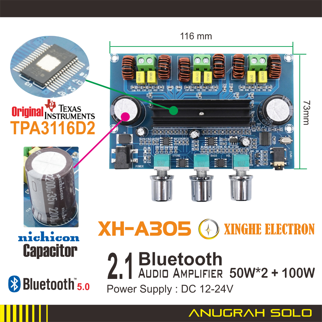 Jual Bluetooth 2.1 Amplifier TPA3116D2 2x50W + 100W Audio Amplifier | Shopee Indonesia