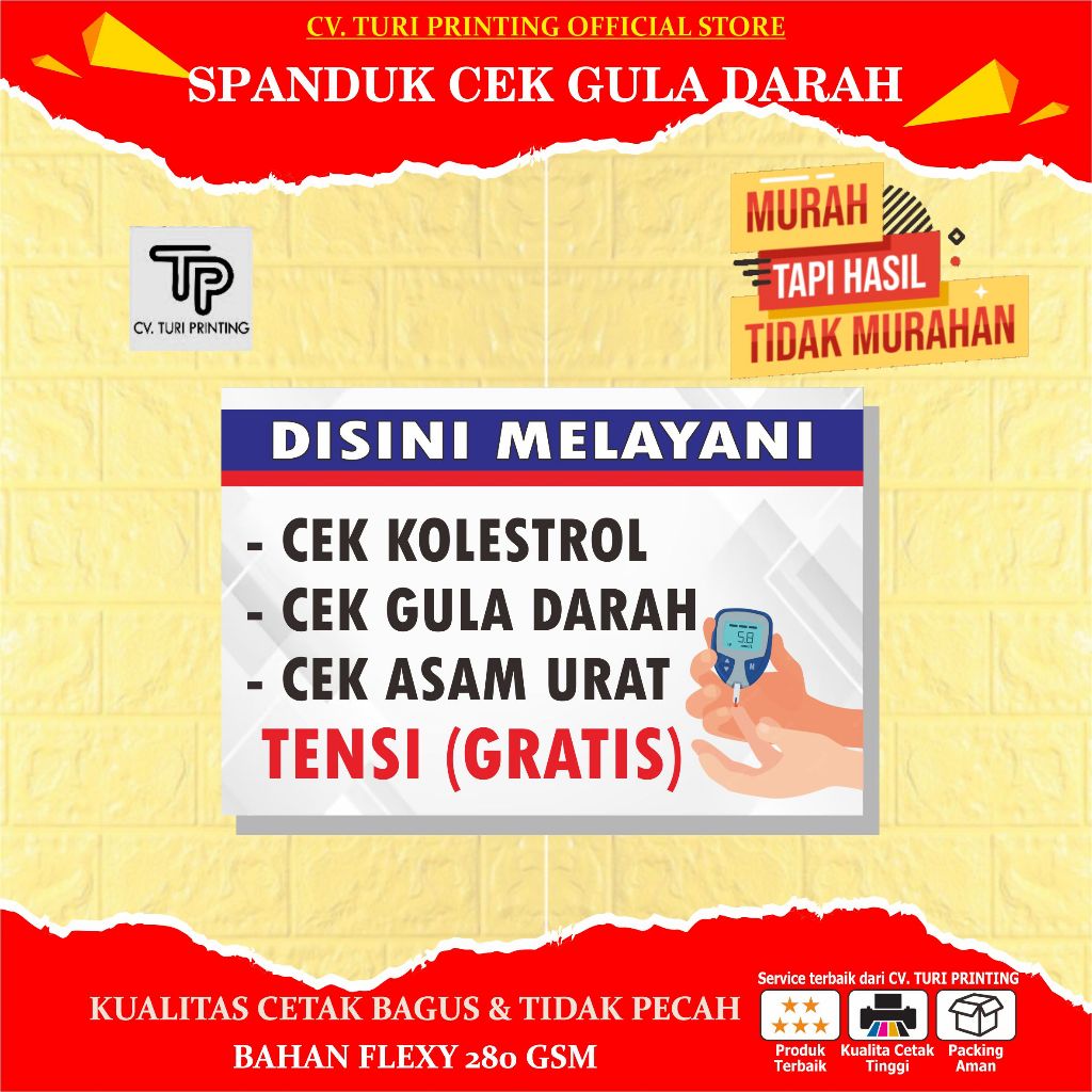 Jual SPANDUK MEREK TOKO OBAT, APOTEK, CEK GULA DARAH, KOLESTEROL DLL Uk ...