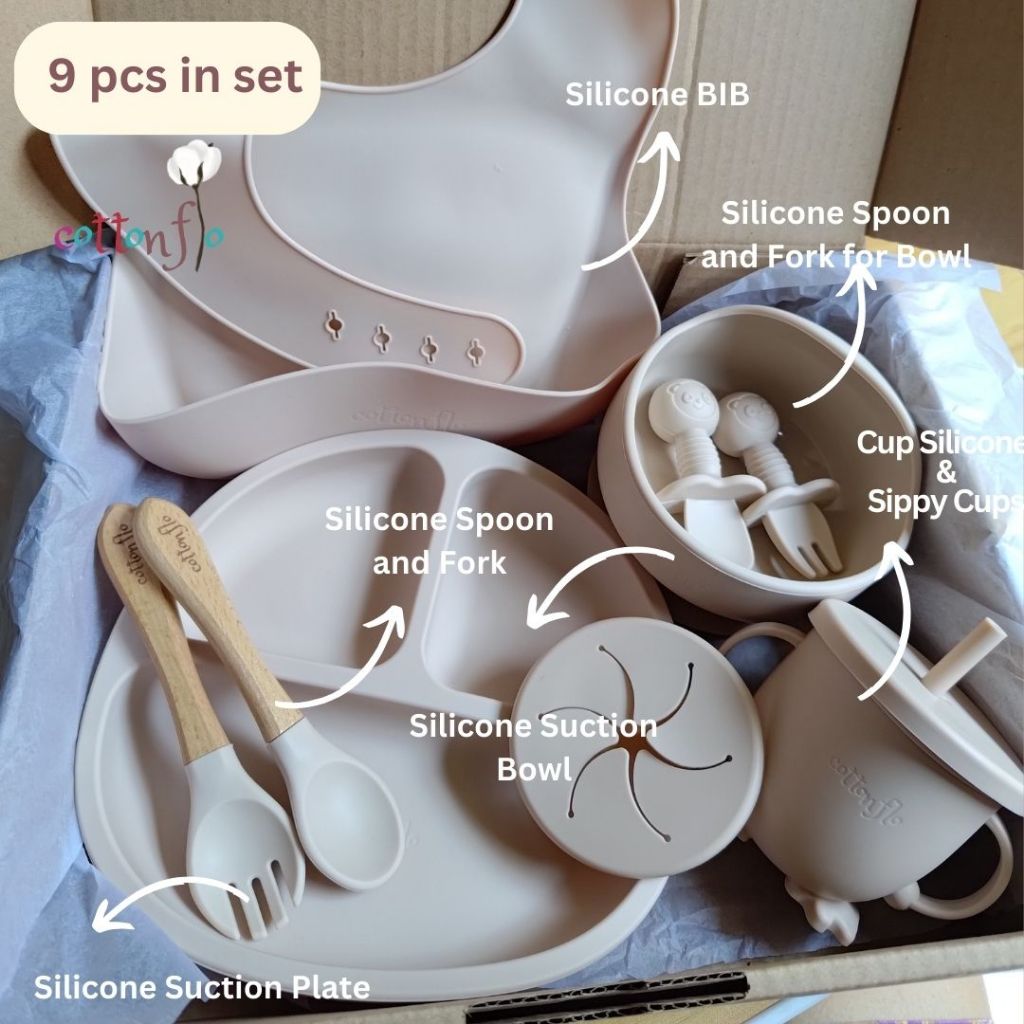 Jual Alat makan bayi silikon set/Tempat makan silikon set/Silicone ...
