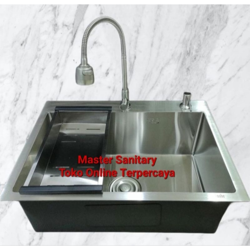 Jual Paket Komplit Kitchen Sink Stainless INOBE 6045 + KRAN FLEKISBEL ...