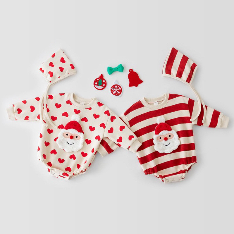 Jual BABYSHWN - love & stripes santa + bonnet | baju natal bayi | baju ...