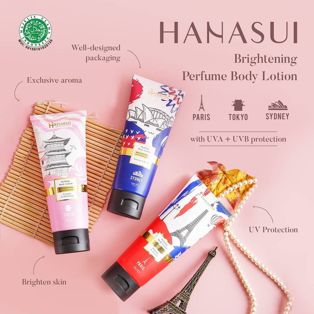 Jual Hanasui Brightening Body Lotion 180ml - Sidney - Tokyo - Paris ...