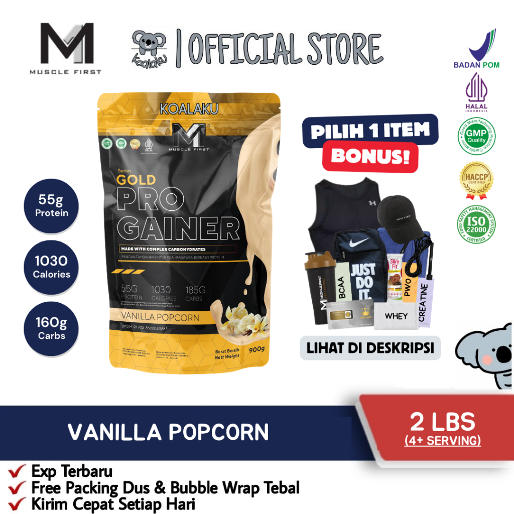 Jual Muscle First Gold Pro Mass Gainer 2 lbs 900 gram Susu Protein Gym ...