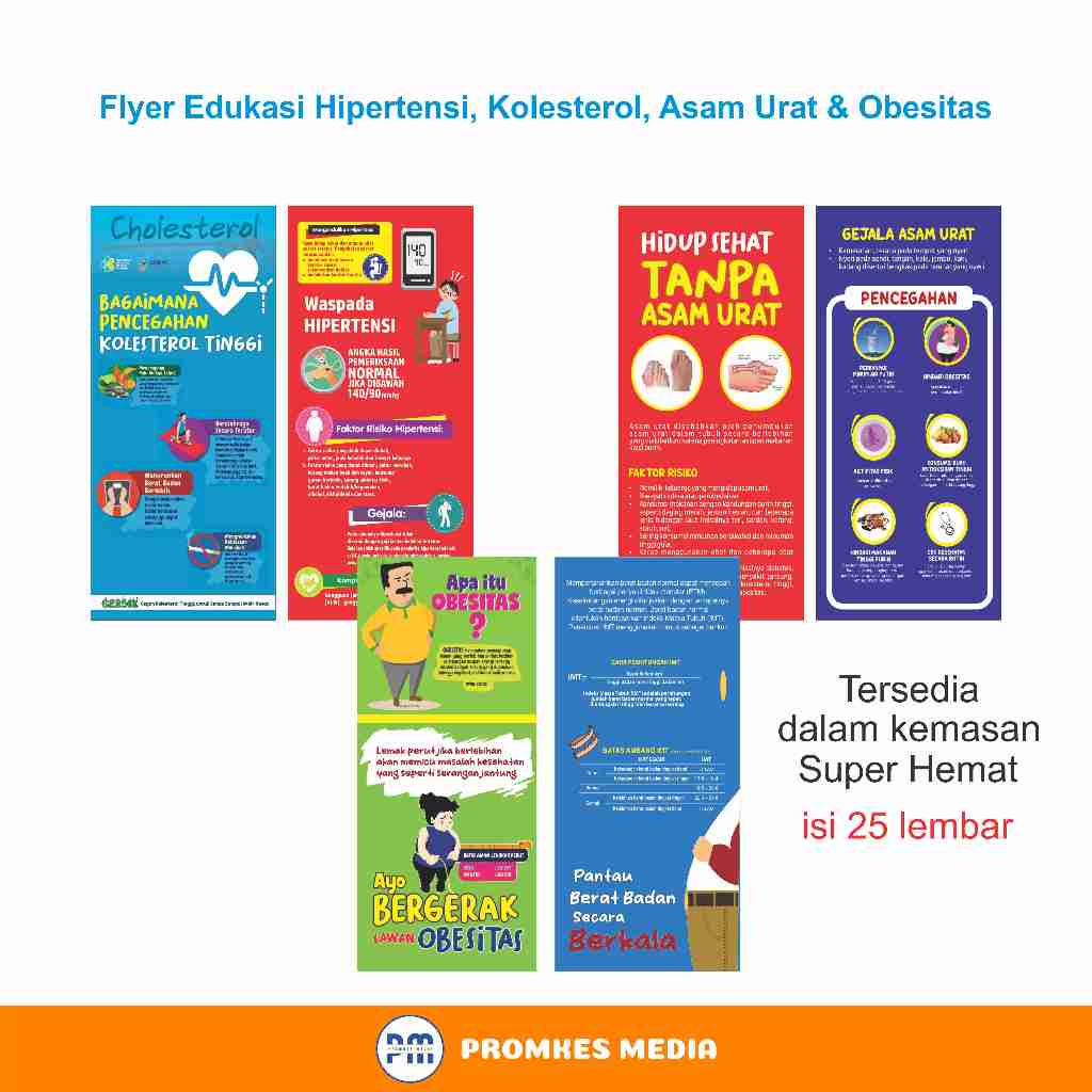 Jual Flyer Edukasi hipertensi, asam urat, cholesterol dan obesitas ...