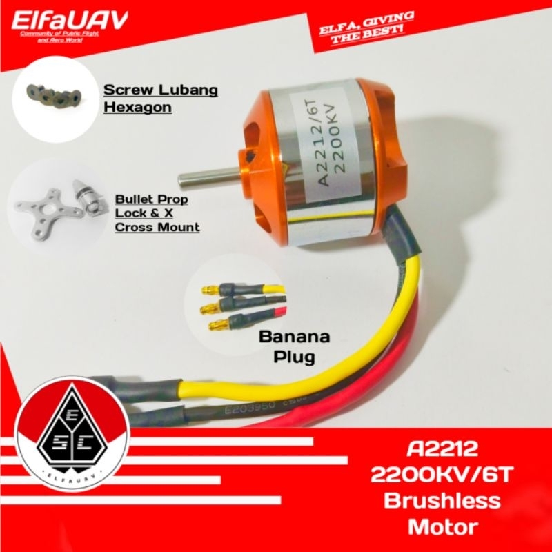 Jual BRUSHLESS MOTOR 2212 2200KV / 6T 2-3S Outrunner Brushless Motor ...