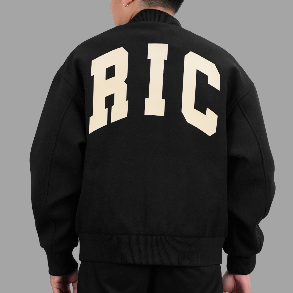 Jual RIC Varsity Jacket R Logo Embroidered Black | Shopee Indonesia