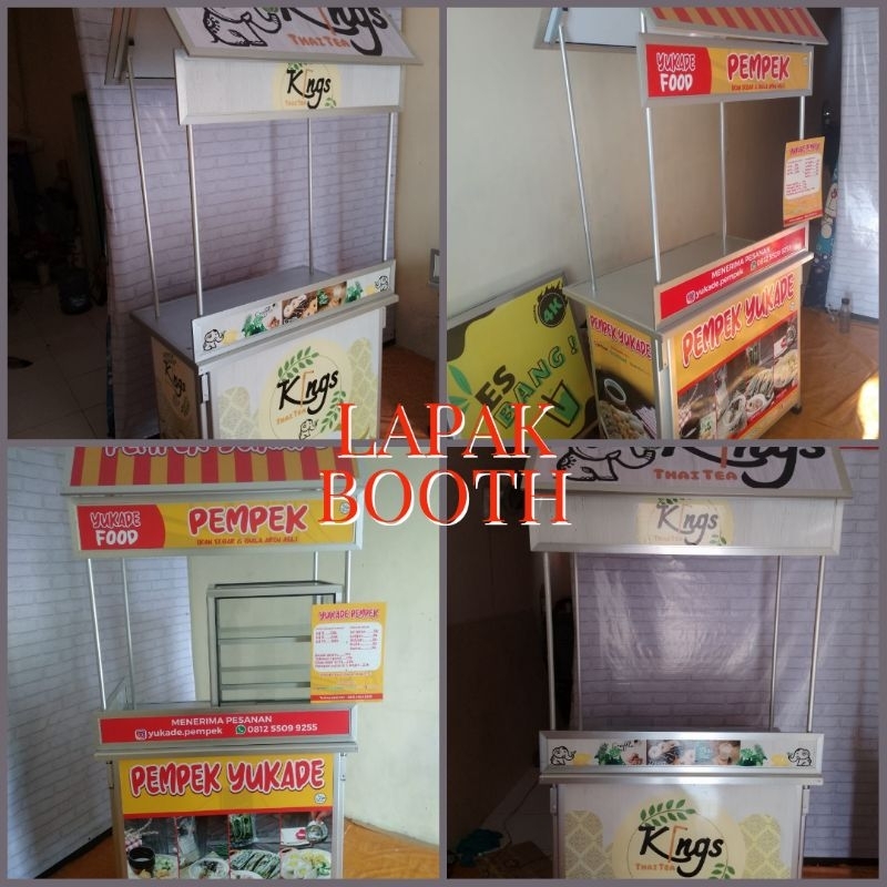 Jual Meja Lipat Gerobak Lipat Booth Portable dengan Atap untuk dagang ...
