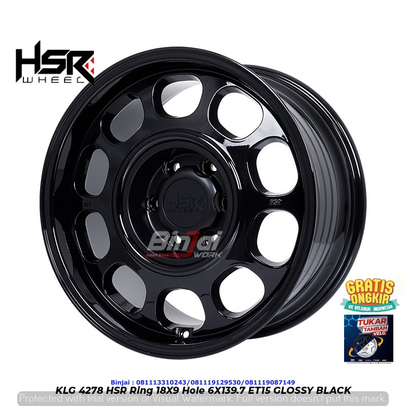 Jual velg racing r18 klg hsr warna hitam - velg murah hsr r18 mobil ...