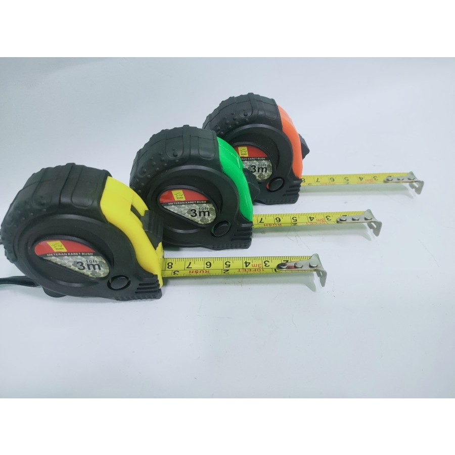Jual Meteran Tukang 3 Meter Stainless Elastis Rush Measurement Tape ...