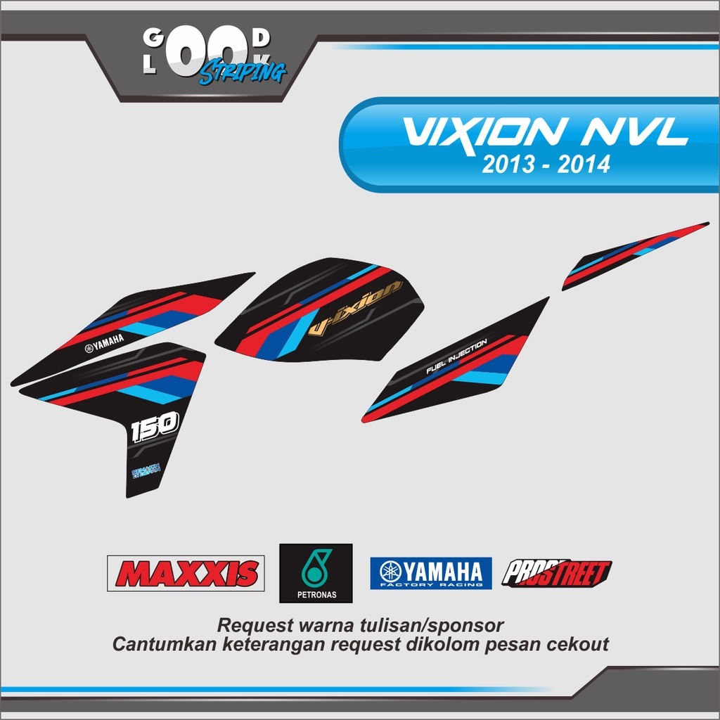 Jual Stiker Striping Vixion NVL 2013 2014 Grafis BMW Simple V1 | Shopee ...