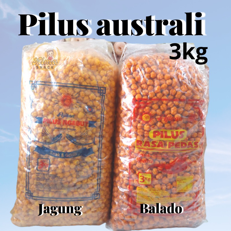 Jual PILUS AUSTRALI 1 BAL 3kg RASA JAGUNG DAN PEDAS MANIS SNACK KILOAN ...