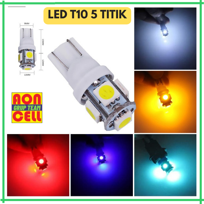 Jual LAMPU LED MOBIL LED 5 TITIK SMD HIGH QUALITY SOCKET T10 | Shopee ...