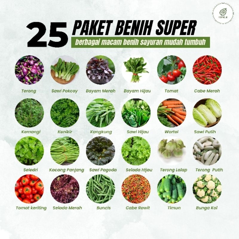 Jual Benih Sayuran | 25 Paket Benih Sayuran Super | Paket Benih Sayuran Lengkap Hemat | Shopee ...