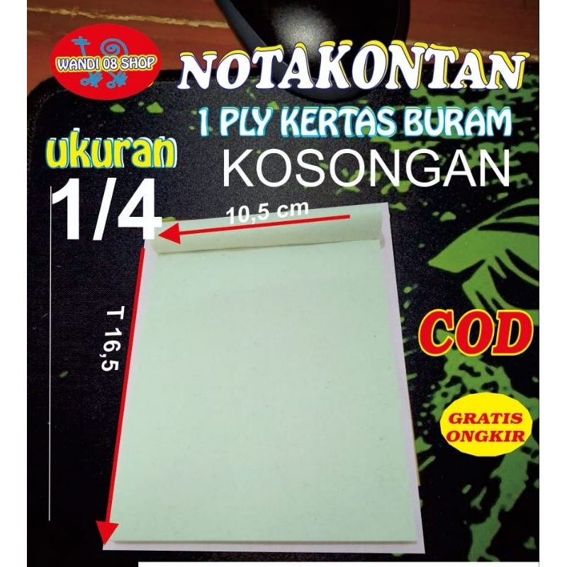 Jual nota kosongan.kertas buram.ukuran 1/4 folio .isi 50 lembar ...